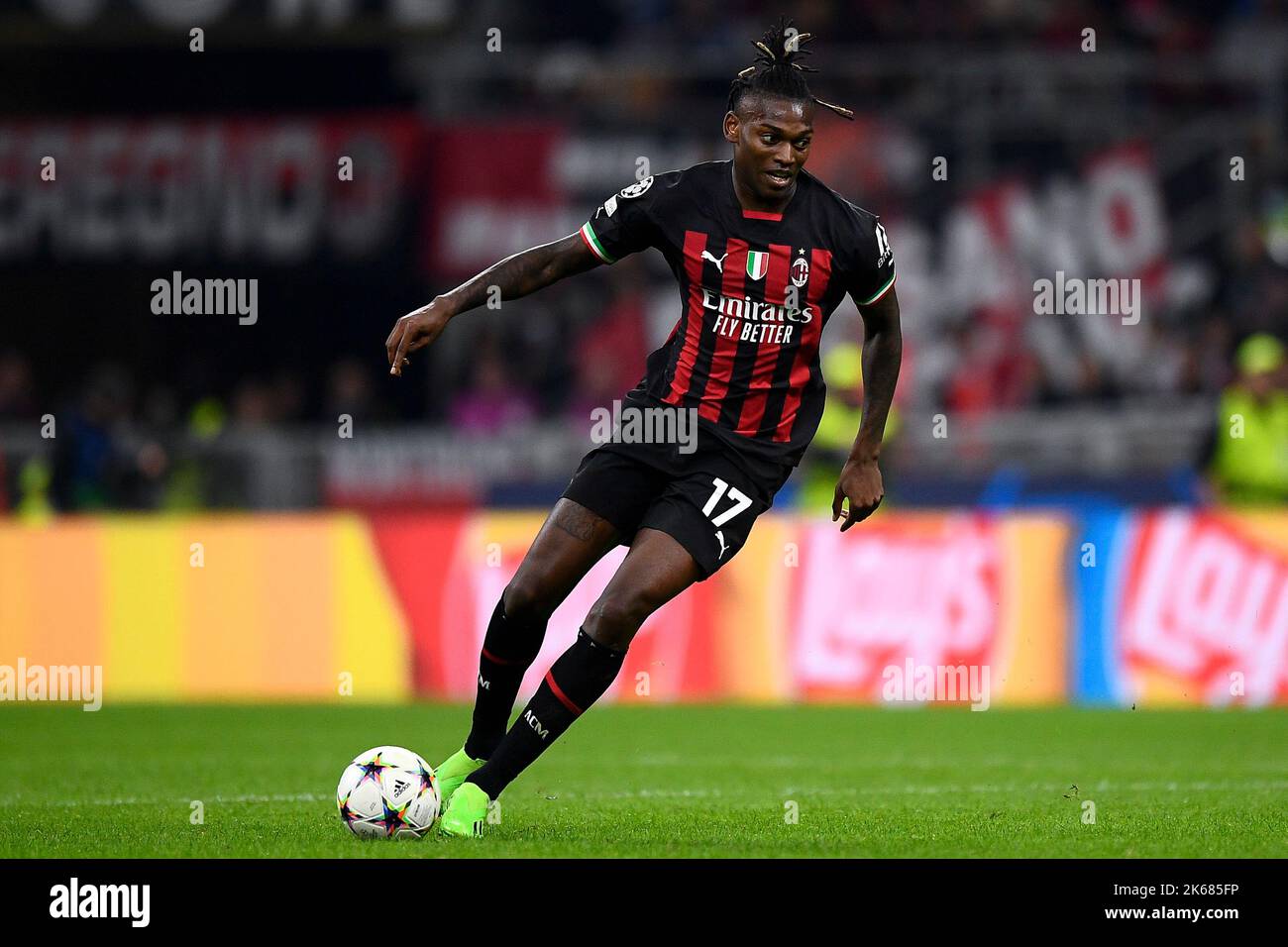 Milan, Italy. 11 October 2022. Rafael Leao of AC Milan in action during the UEFA Champions ...