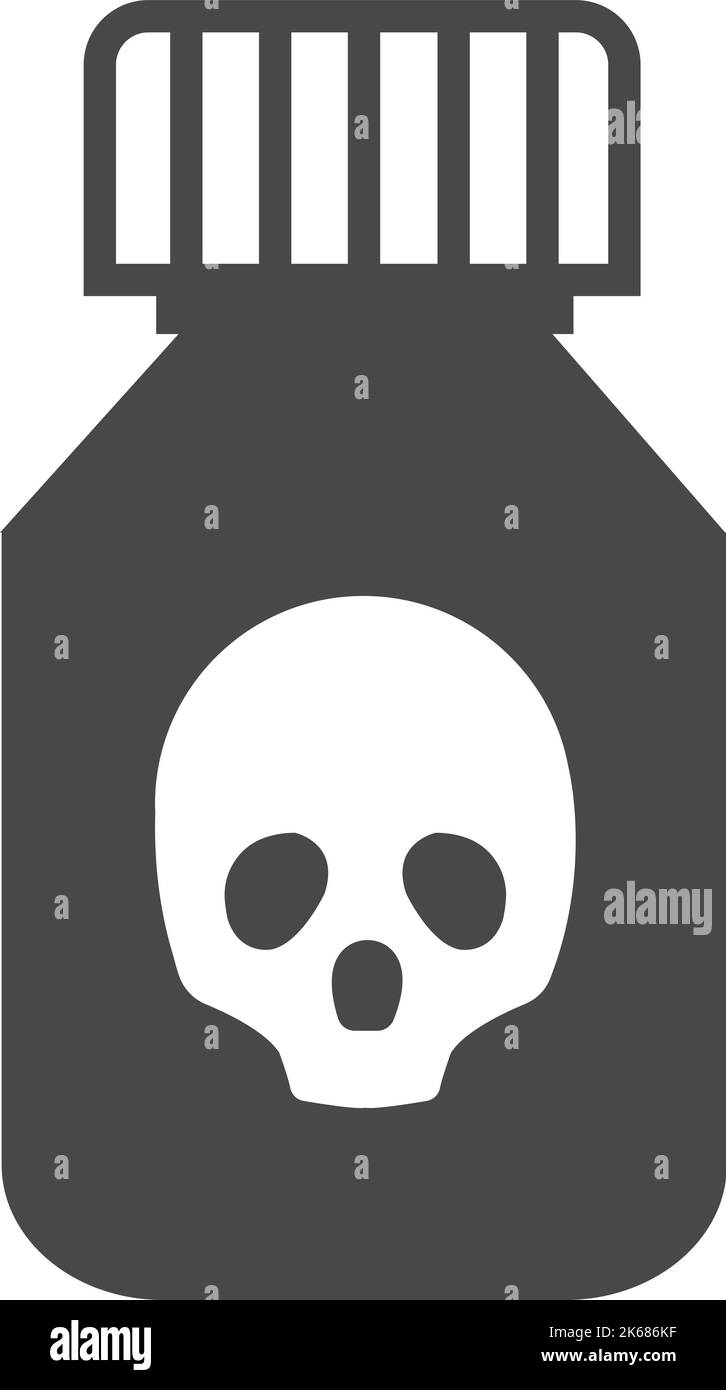 Poison bottle icon. Black container with skull sign Stock Vector Image ...