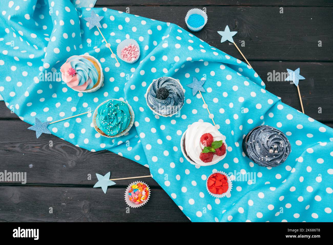 Delicious Assortment of Beautiful Cupcakes close up Stock Photo - Alamy