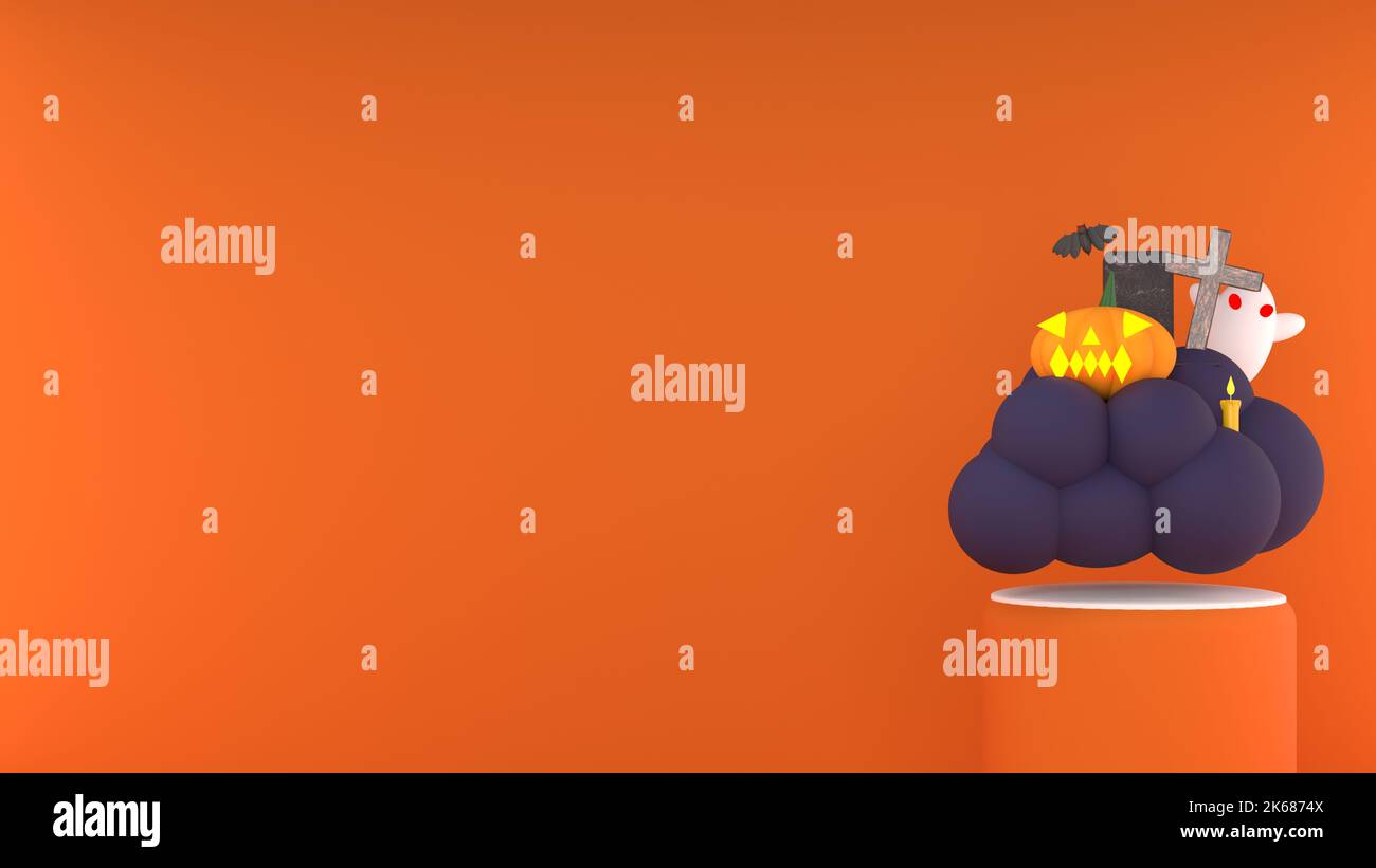 A digital illustration of a spooky orange Halloween background with ...