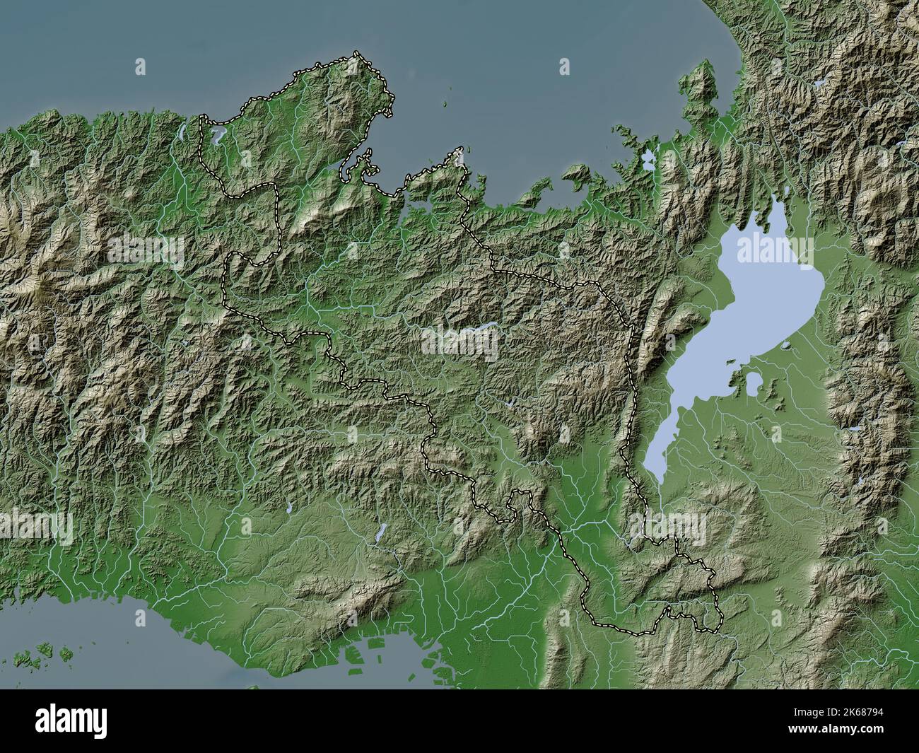 Kyoto, urban prefecture of Japan. Elevation map colored in wiki style ...