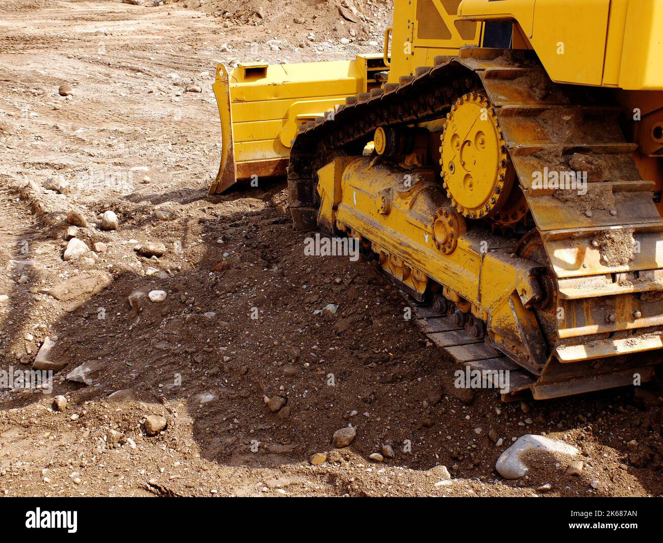 Heavy equipment machinery track in dirt for construction Stock Photo ...