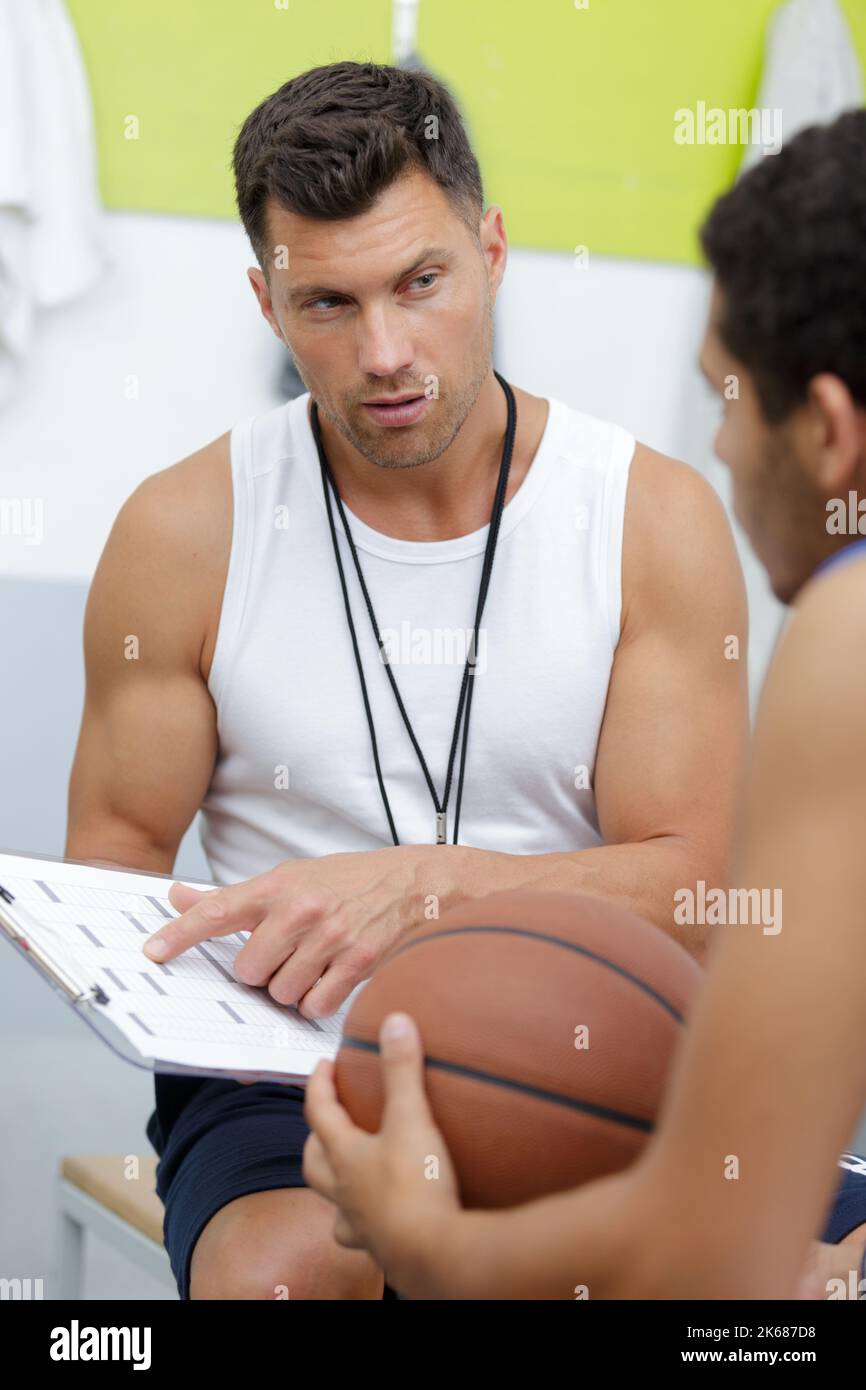 basketball coach on the court Stock Photo - Alamy