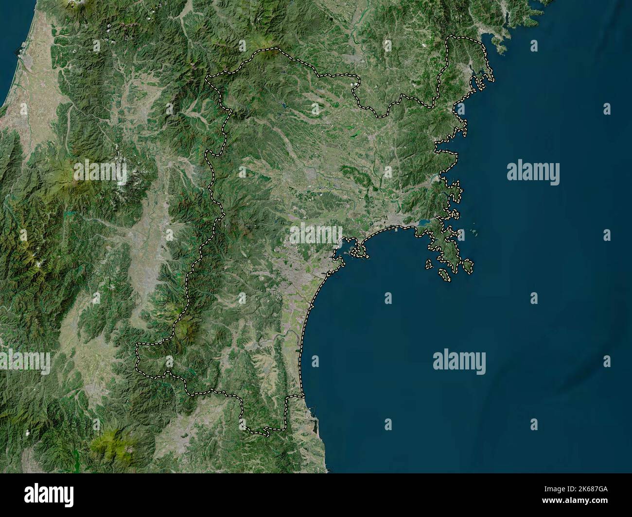 Miyagi, prefecture of Japan. High resolution satellite map Stock Photo ...