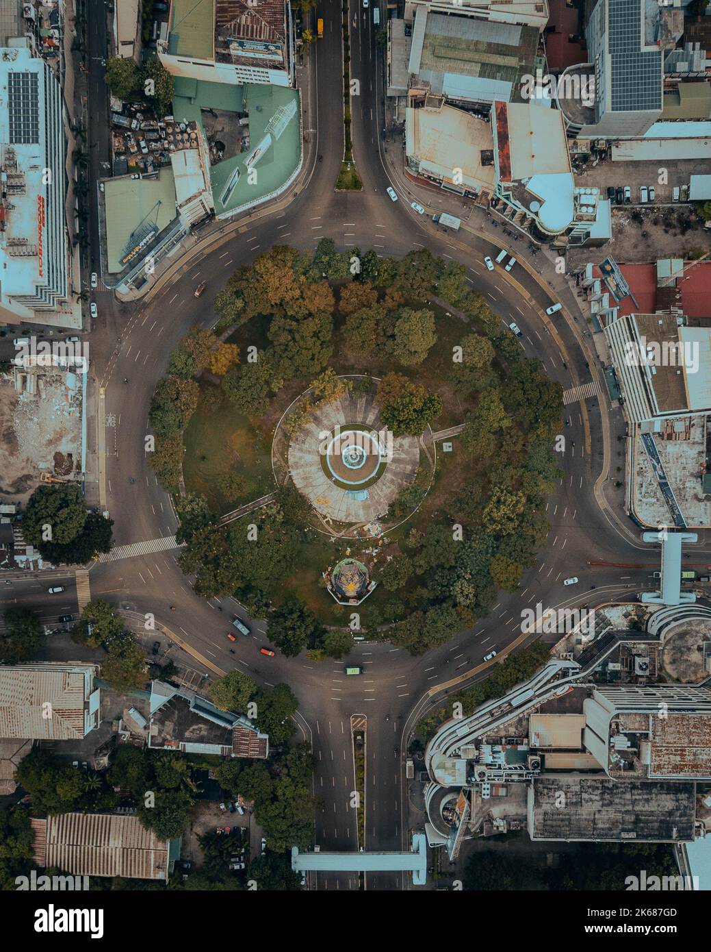 A vertical aerial view of the Fuente Circle Stock Photo - Alamy
