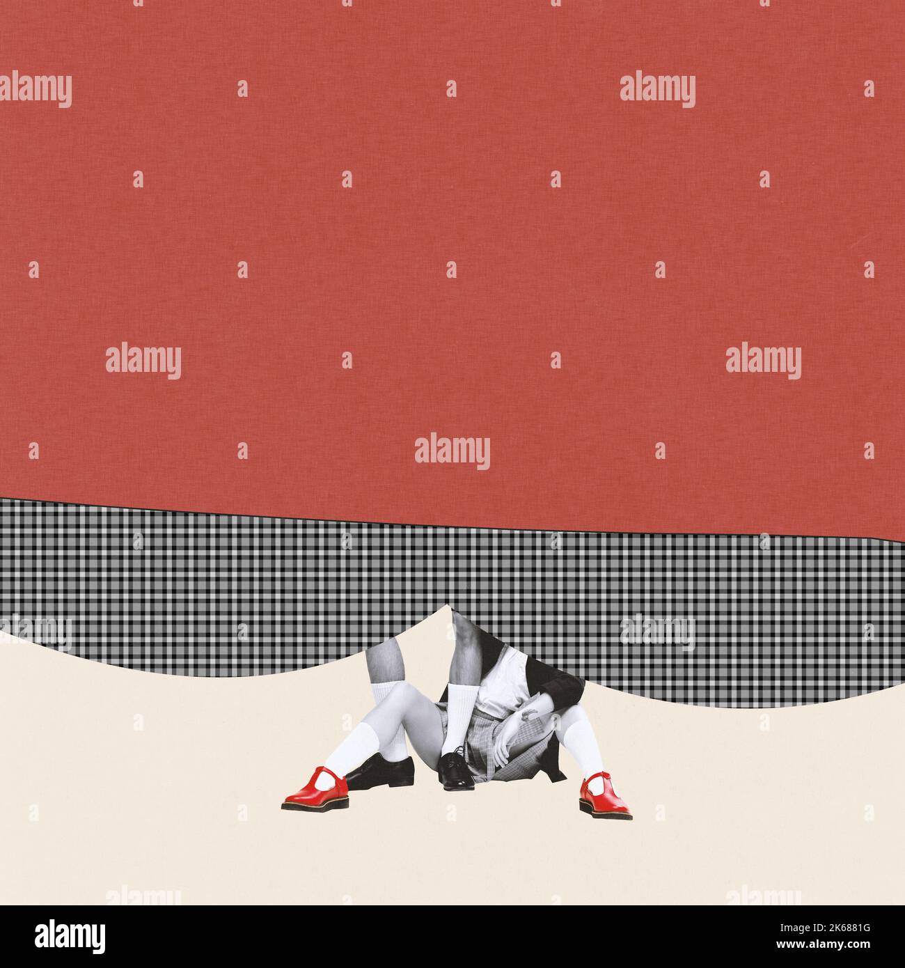 Contemporary art collage. Creative design in retro style. Male and ...