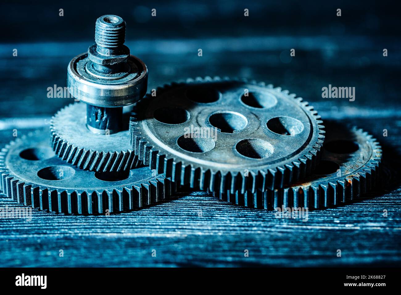 Gears. Machine part. Neon color Stock Photo - Alamy
