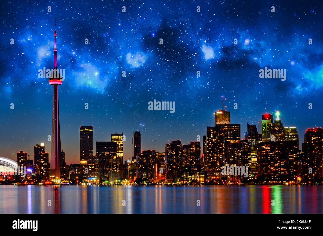 Toronto skyline at night in Canada Stock Photo - Alamy