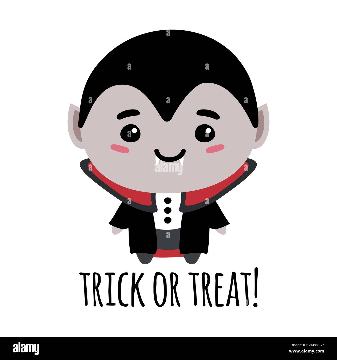 Vector flat hand drawn cute vampire and trick or treat lettering ...