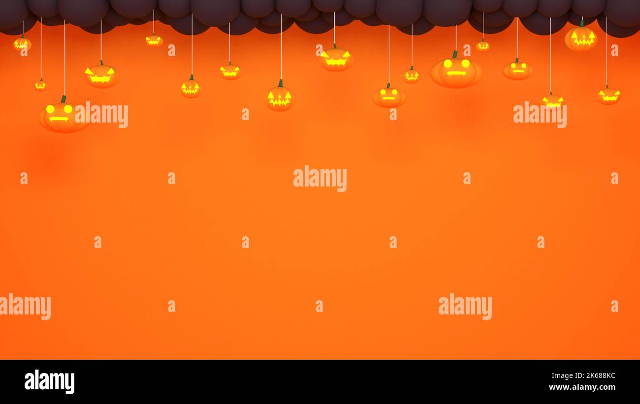 A digital illustration of a spooky orange Halloween background with ...