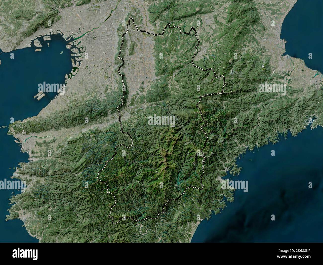 Nara, prefecture of Japan. High resolution satellite map Stock Photo ...