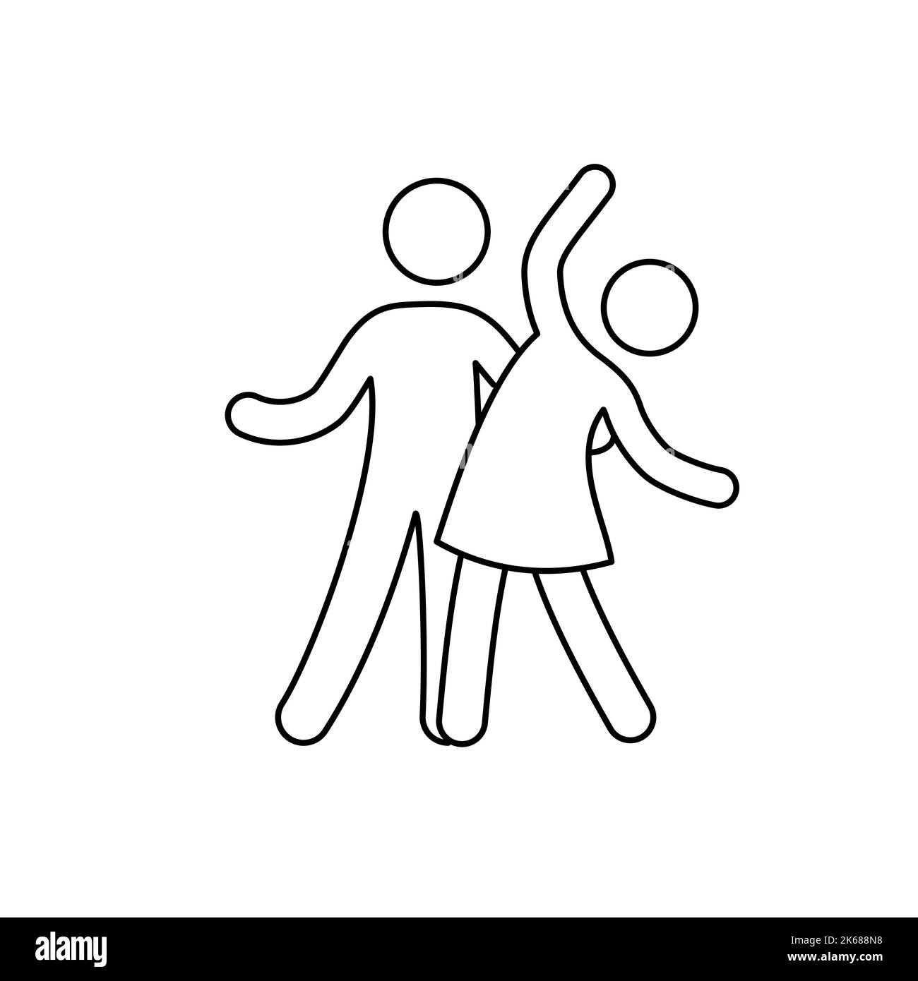 Line dancer couple icon. Latin, tango, salsa girl, boy pose outline ...
