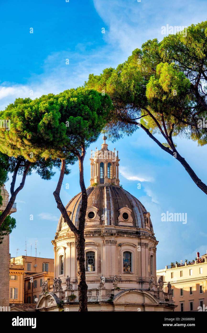 The twin domes of S. Maria di Loreto and SS. Nome di Maria, Rome Italy ...