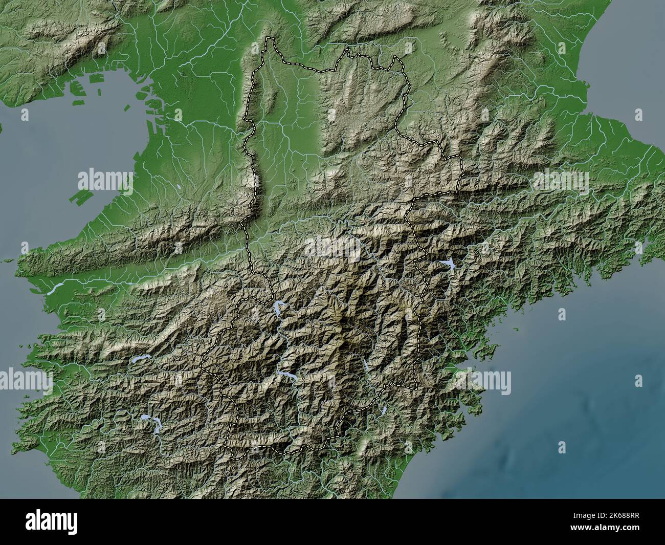 Nara, prefecture of Japan. Elevation map colored in wiki style with ...