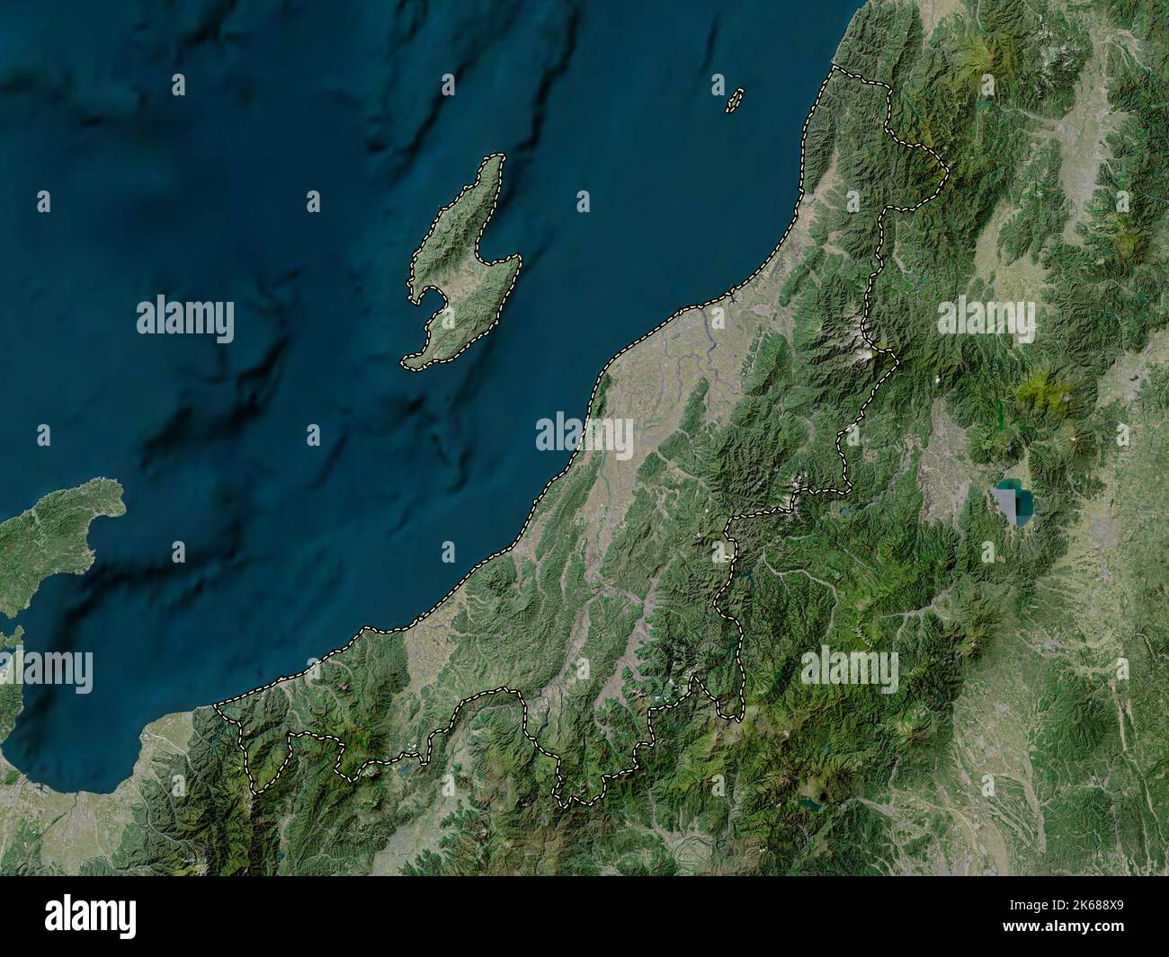 Niigata, prefecture of Japan. High resolution satellite map Stock Photo ...