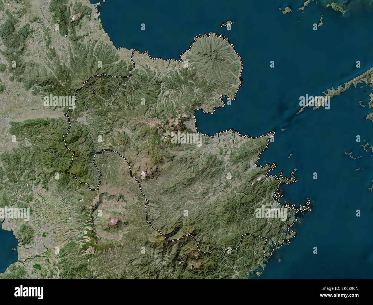 Oita, prefecture of Japan. High resolution satellite map Stock Photo ...