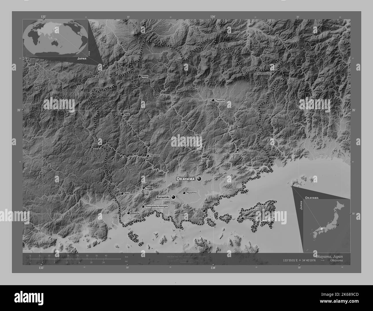 Okayama map Black and White Stock Photos & Images - Alamy