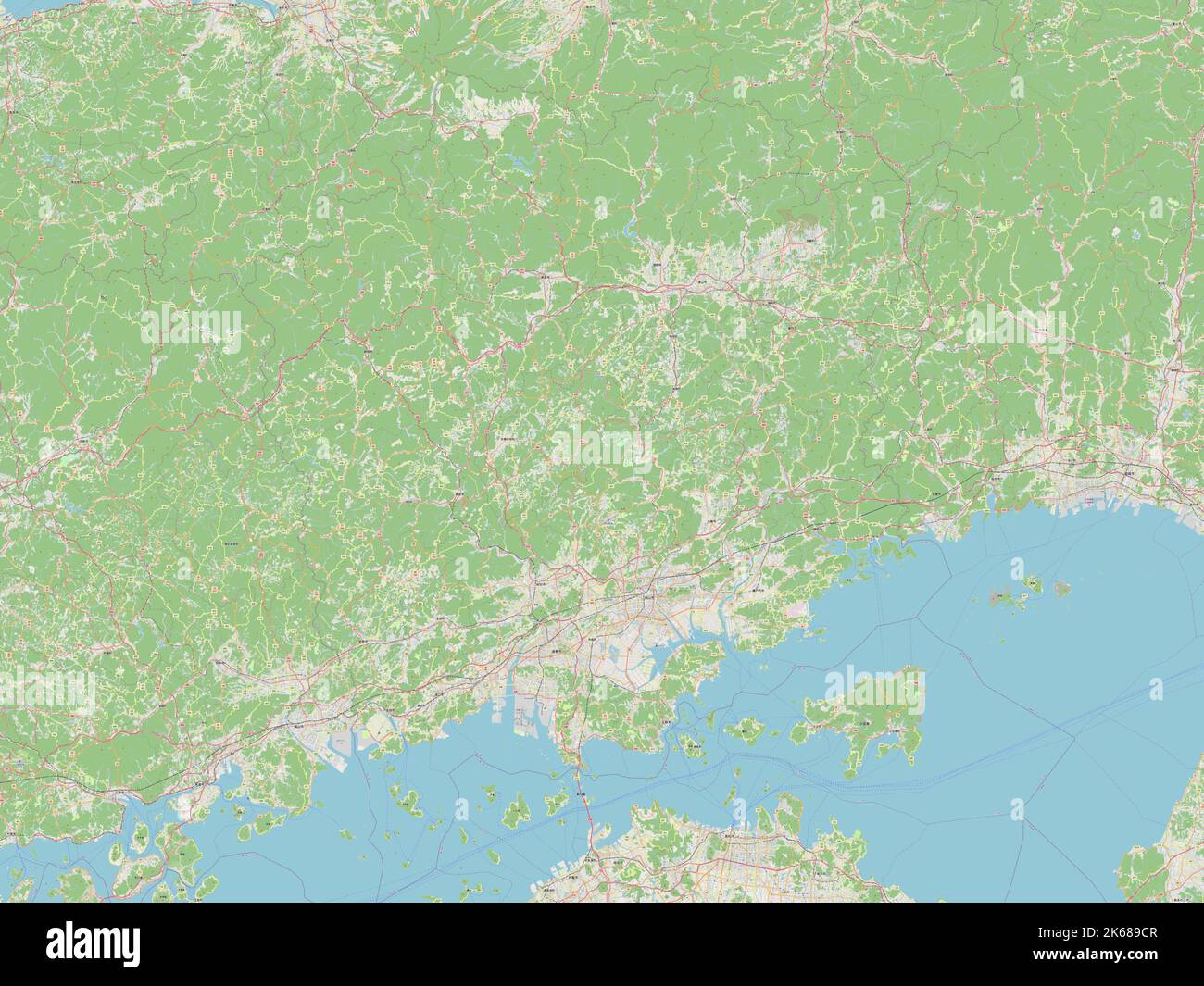 Okayama, prefecture of Japan. Open Street Map Stock Photo - Alamy