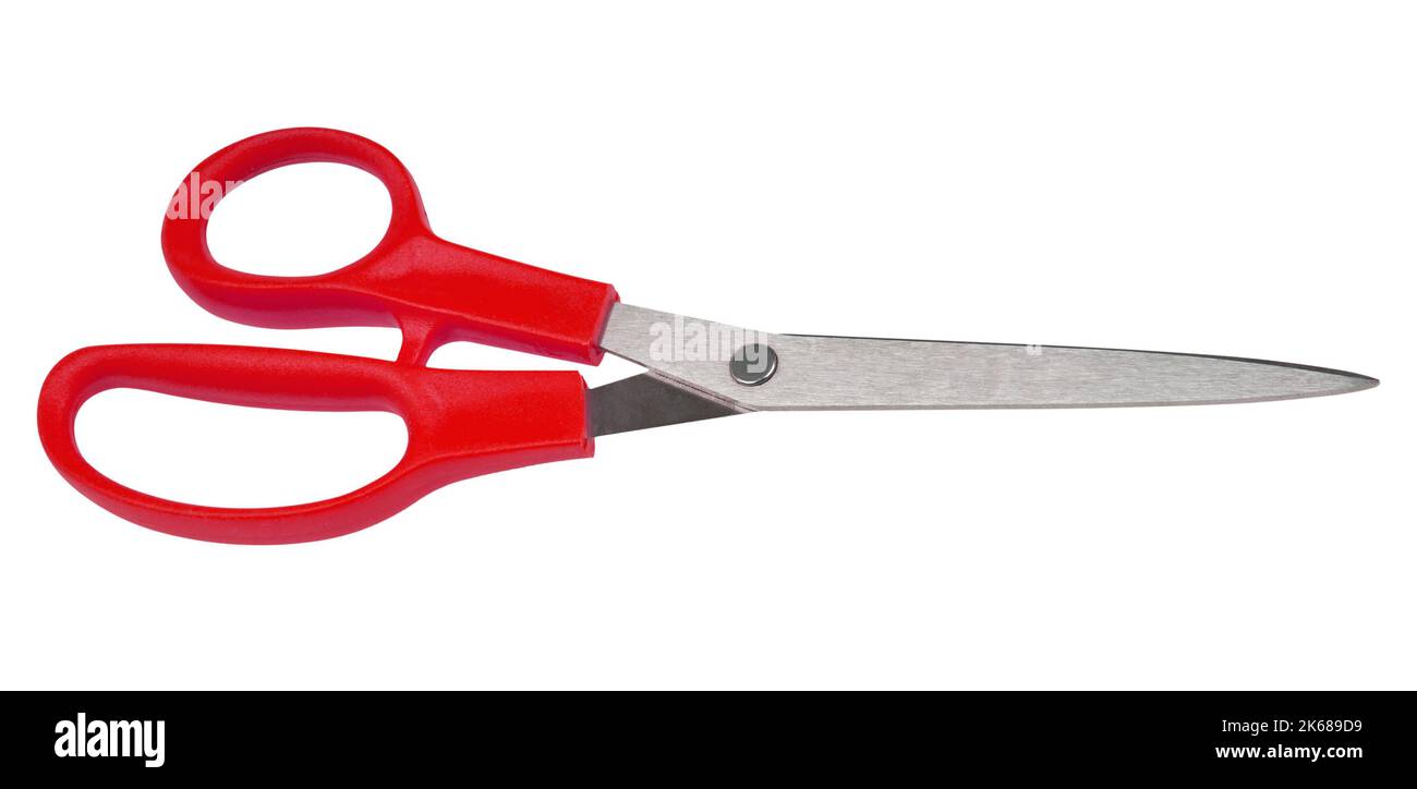 Red scissors isolated on white background Stock Photo - Alamy