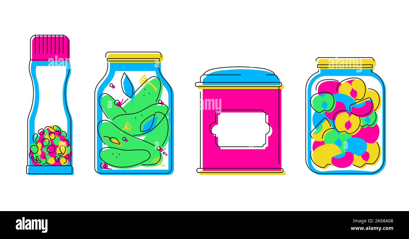 Home Preparations And Storage Line Design Style Objects Set Stock Vector Image And Art Alamy