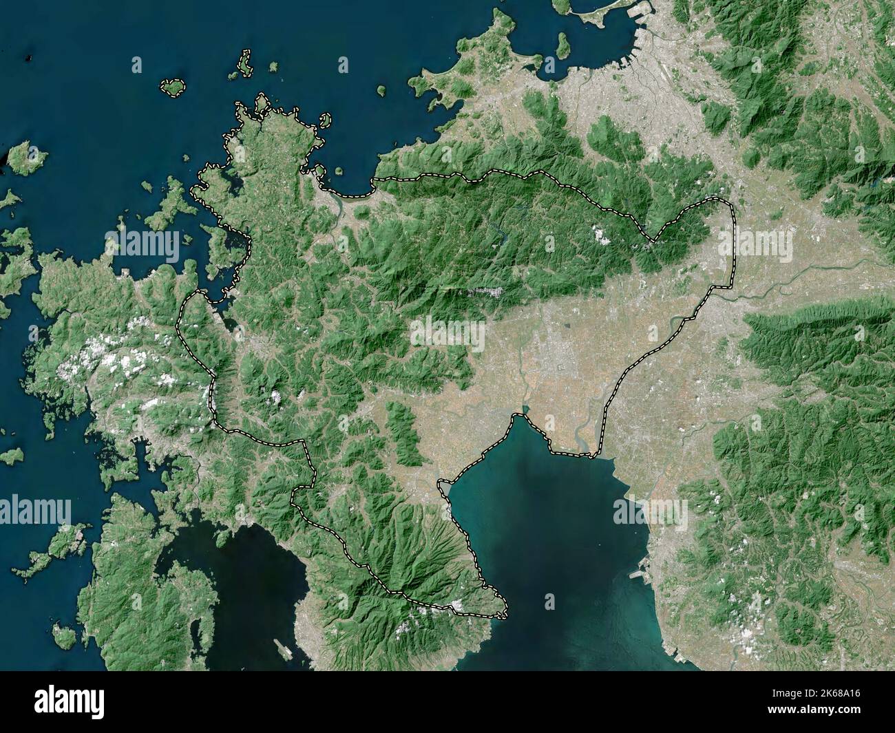 Saga, prefecture of Japan. Low resolution satellite map Stock Photo - Alamy