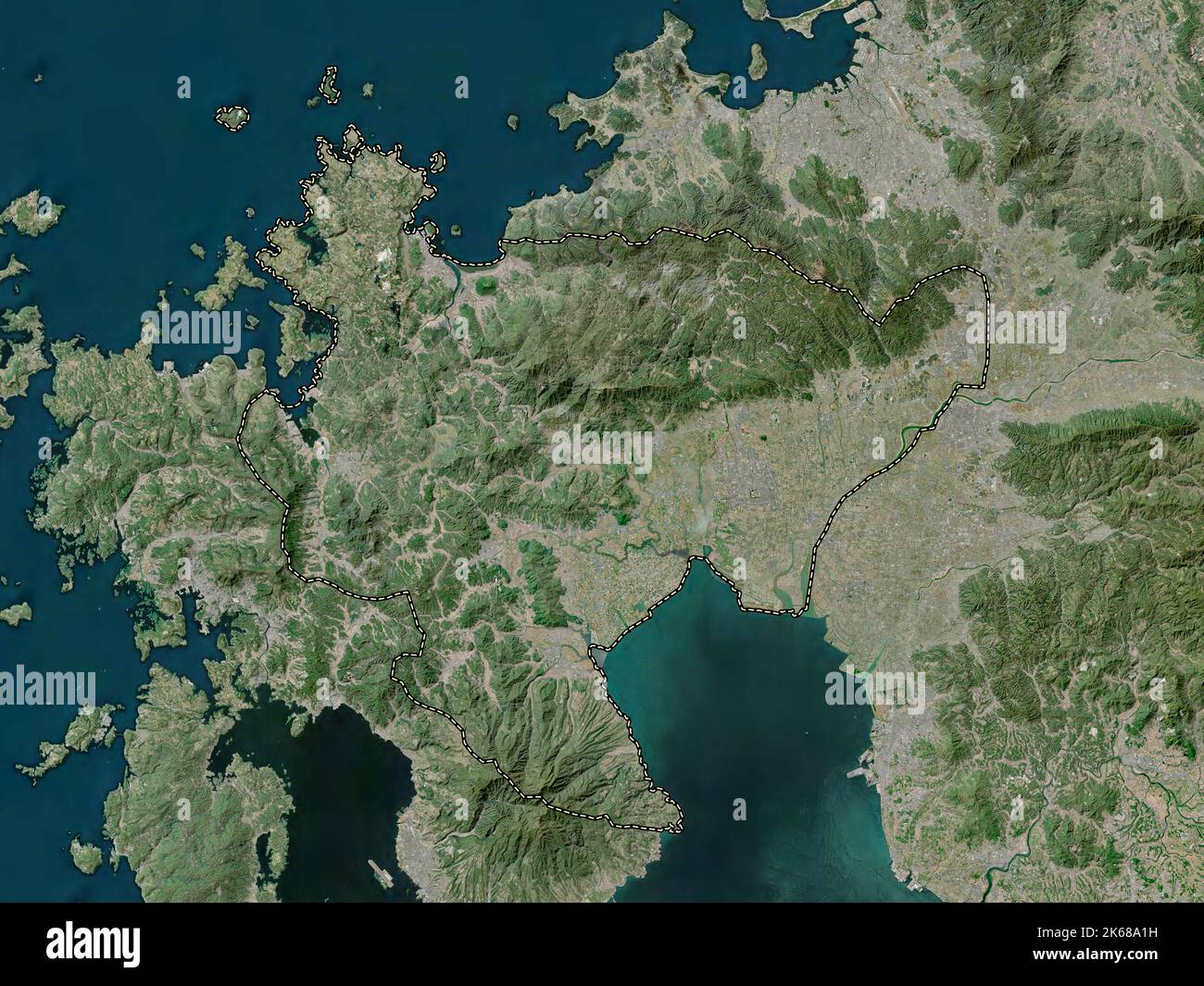 Saga, prefecture of Japan. High resolution satellite map Stock Photo ...