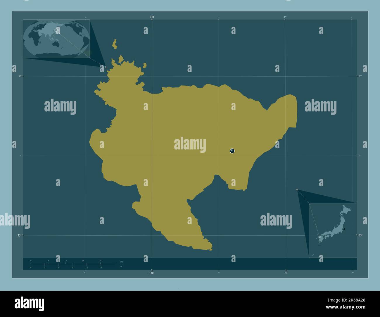Saga, prefecture of Japan. Solid color shape. Corner auxiliary location ...