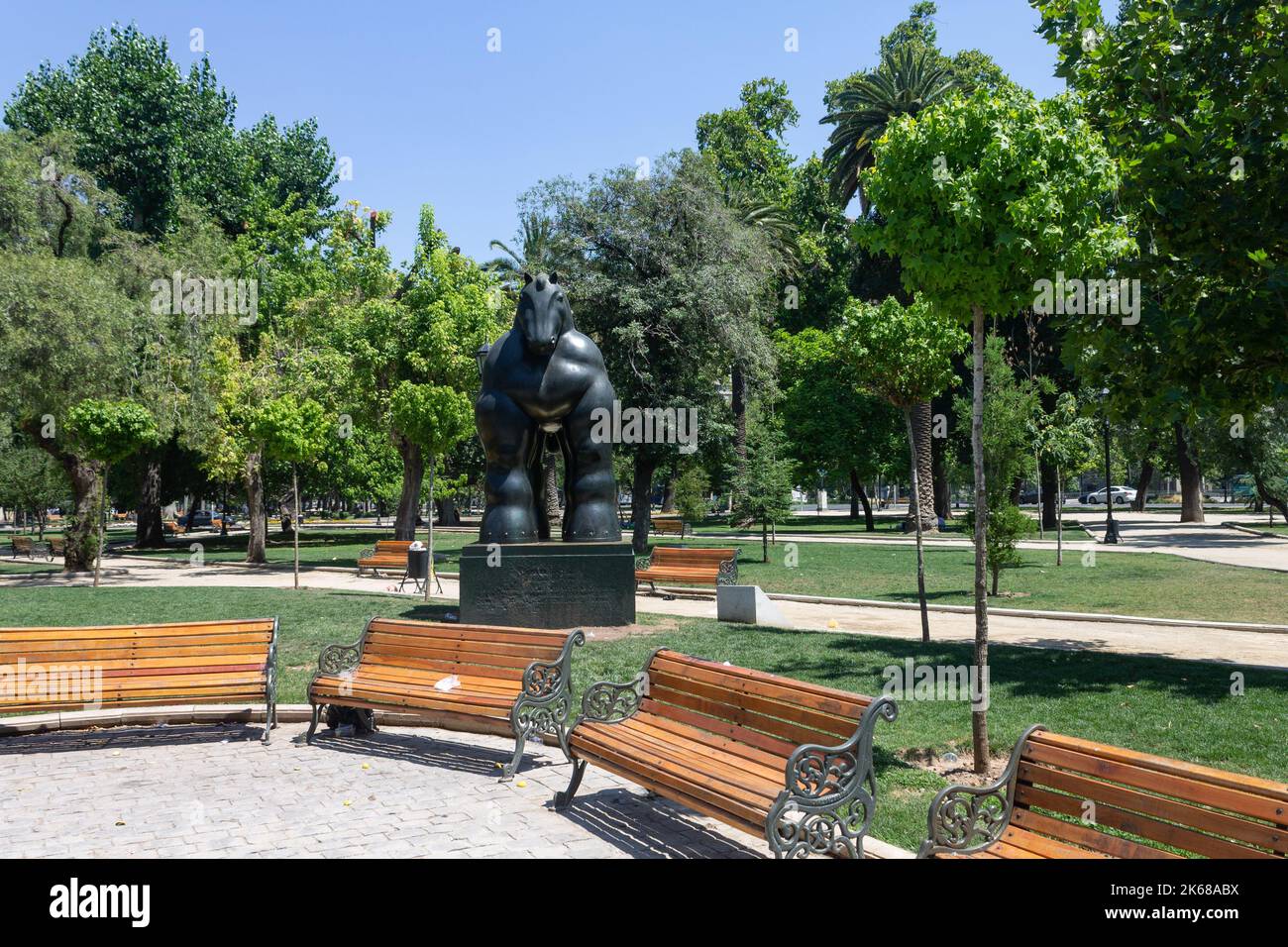 The sculpture of a fat horse by Fernando Botero in Santiago, Chile ...