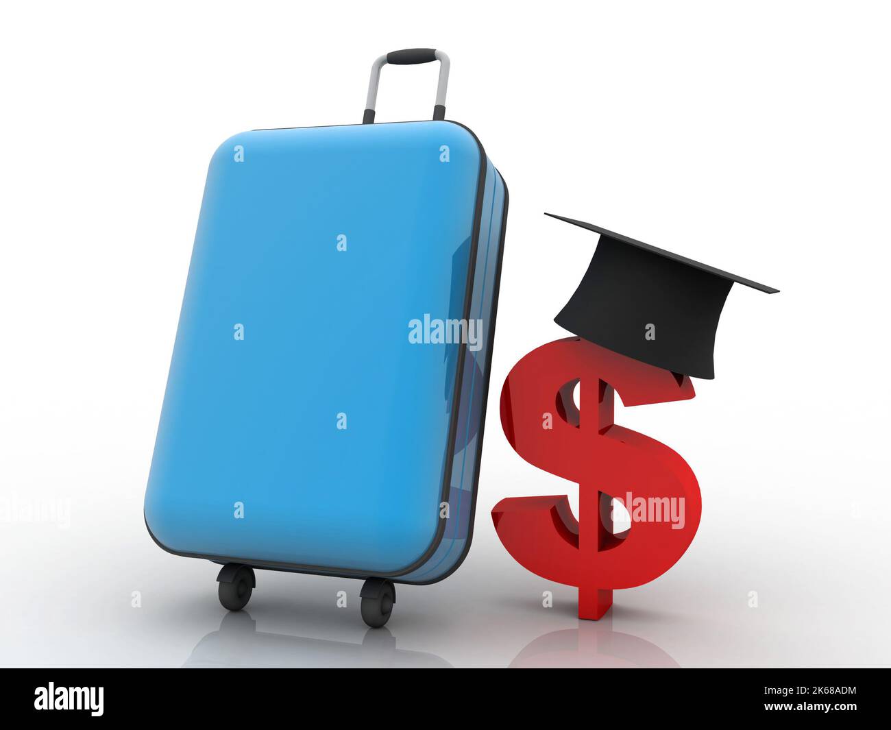 3d rendering graduate cap usd Dollar symbol with travel bag Stock Photo ...