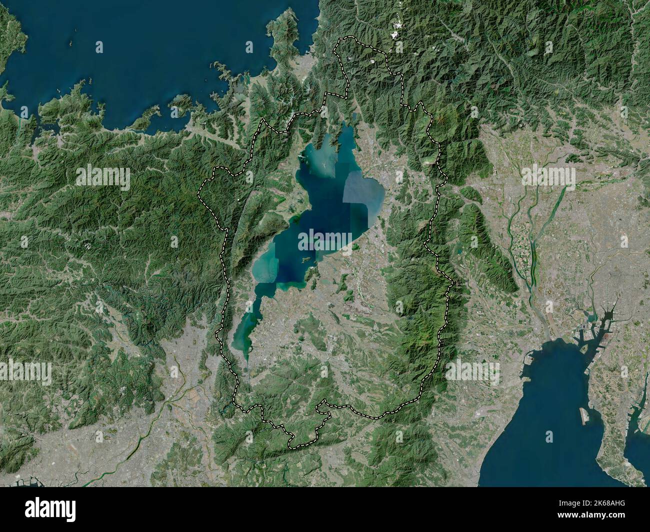 Shiga, prefecture of Japan. High resolution satellite map Stock Photo ...
