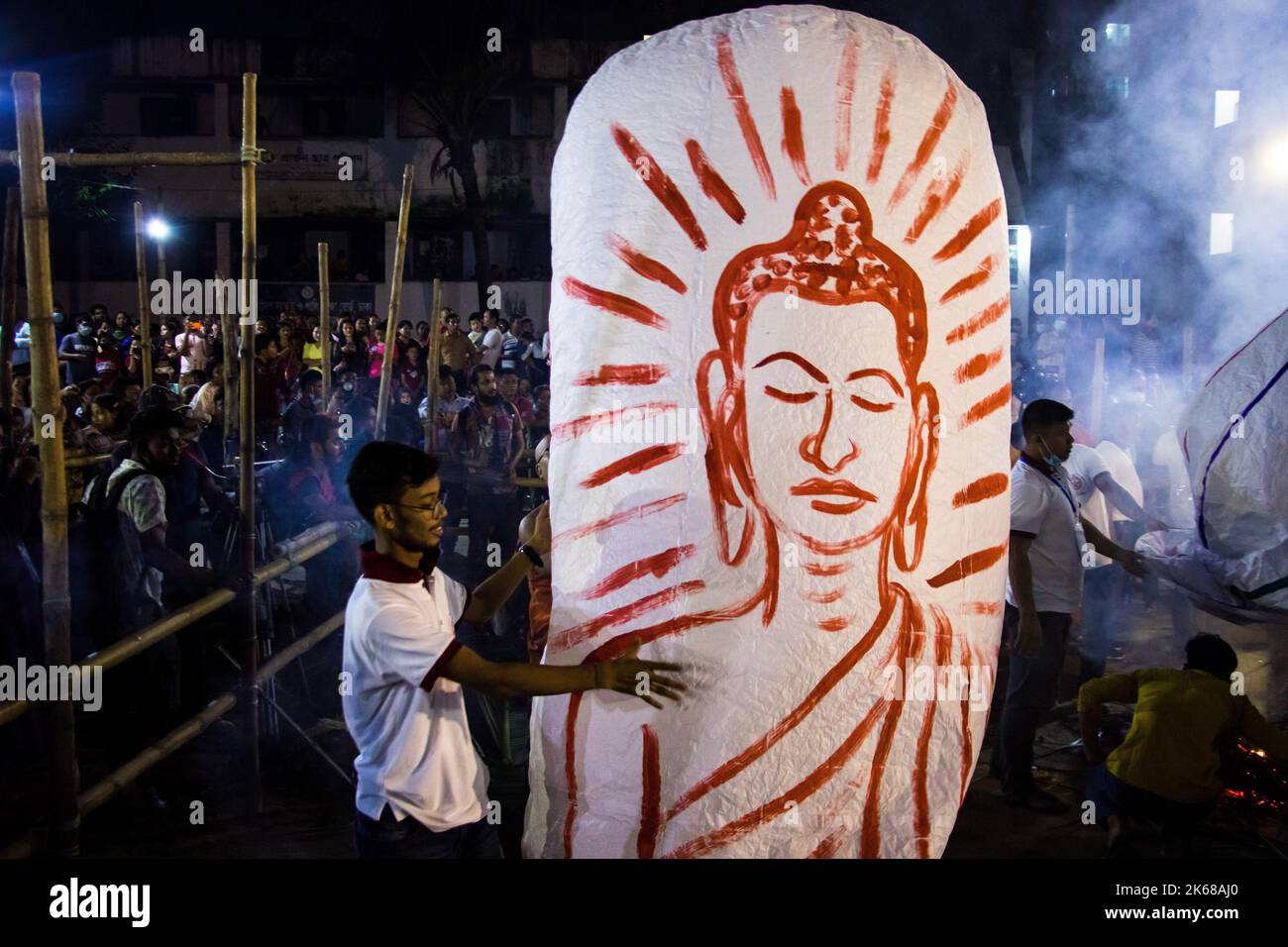 Dhaka, Bangladesh. 11th Oct, 2022. Lanterns being released during the ...
