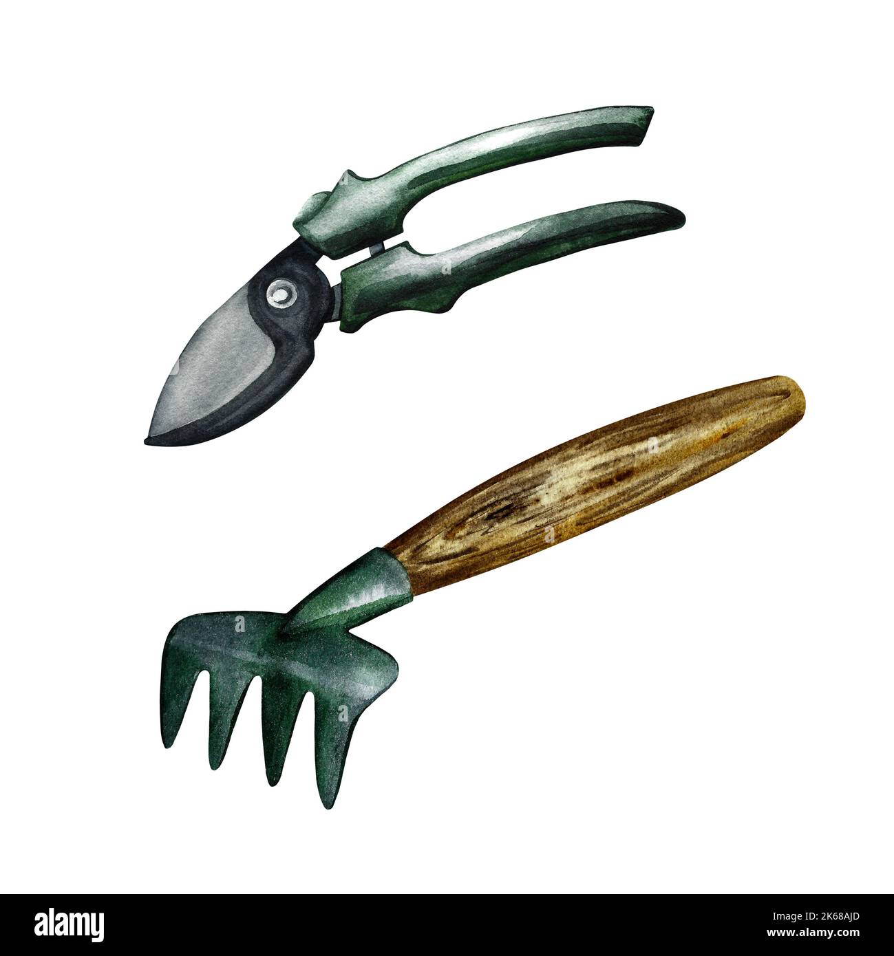 Garden tools pruner and chopper. scissors for cutting, Isolate on a ...