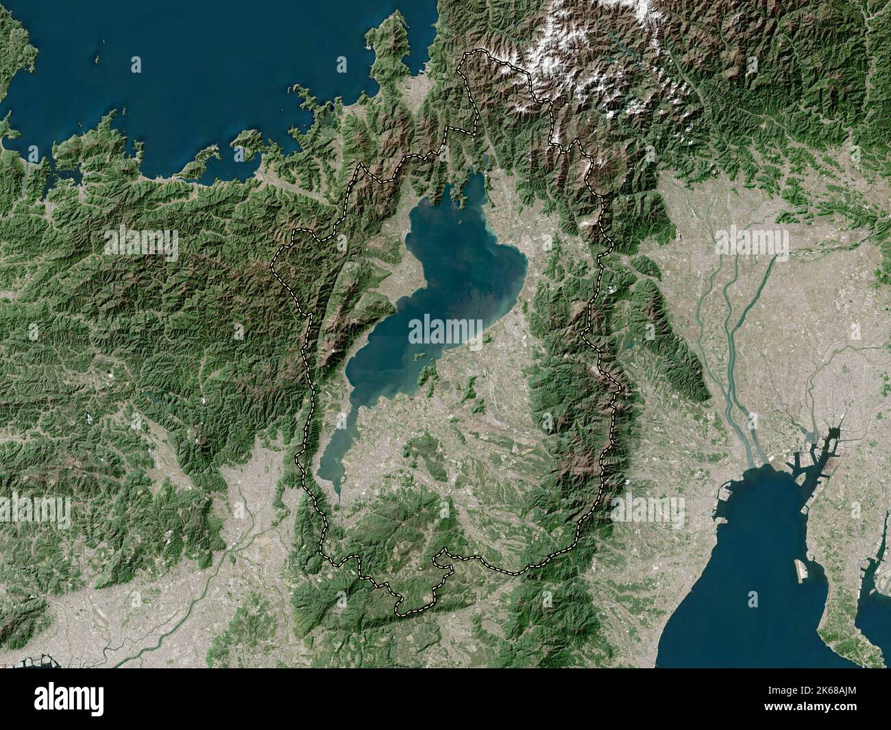 Shiga, prefecture of Japan. Low resolution satellite map Stock Photo ...