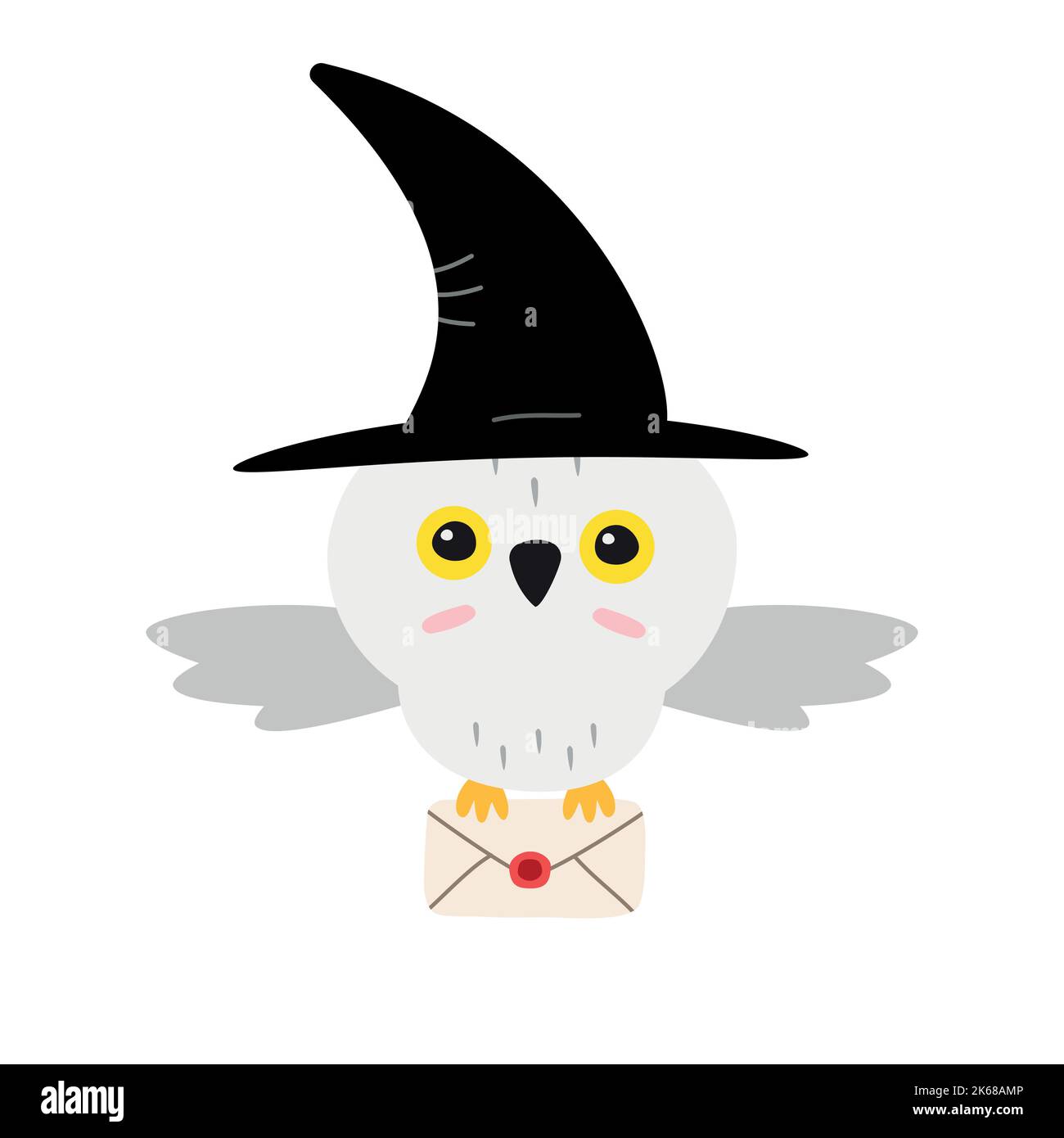 Vector magic polar owl with letter and wizard hat Stock Vector Image ...