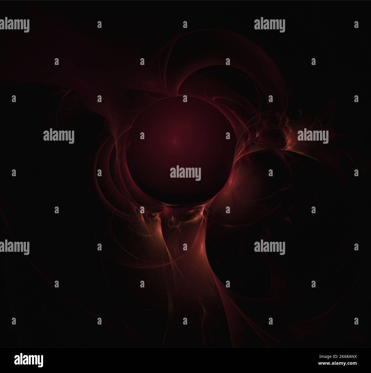 space fantasy illustration of red planetary system on dark space ...