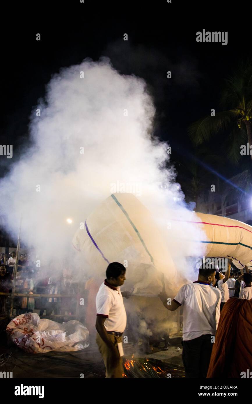 Lanterns being released during the Probarona Purnima Festival at Mukda ...
