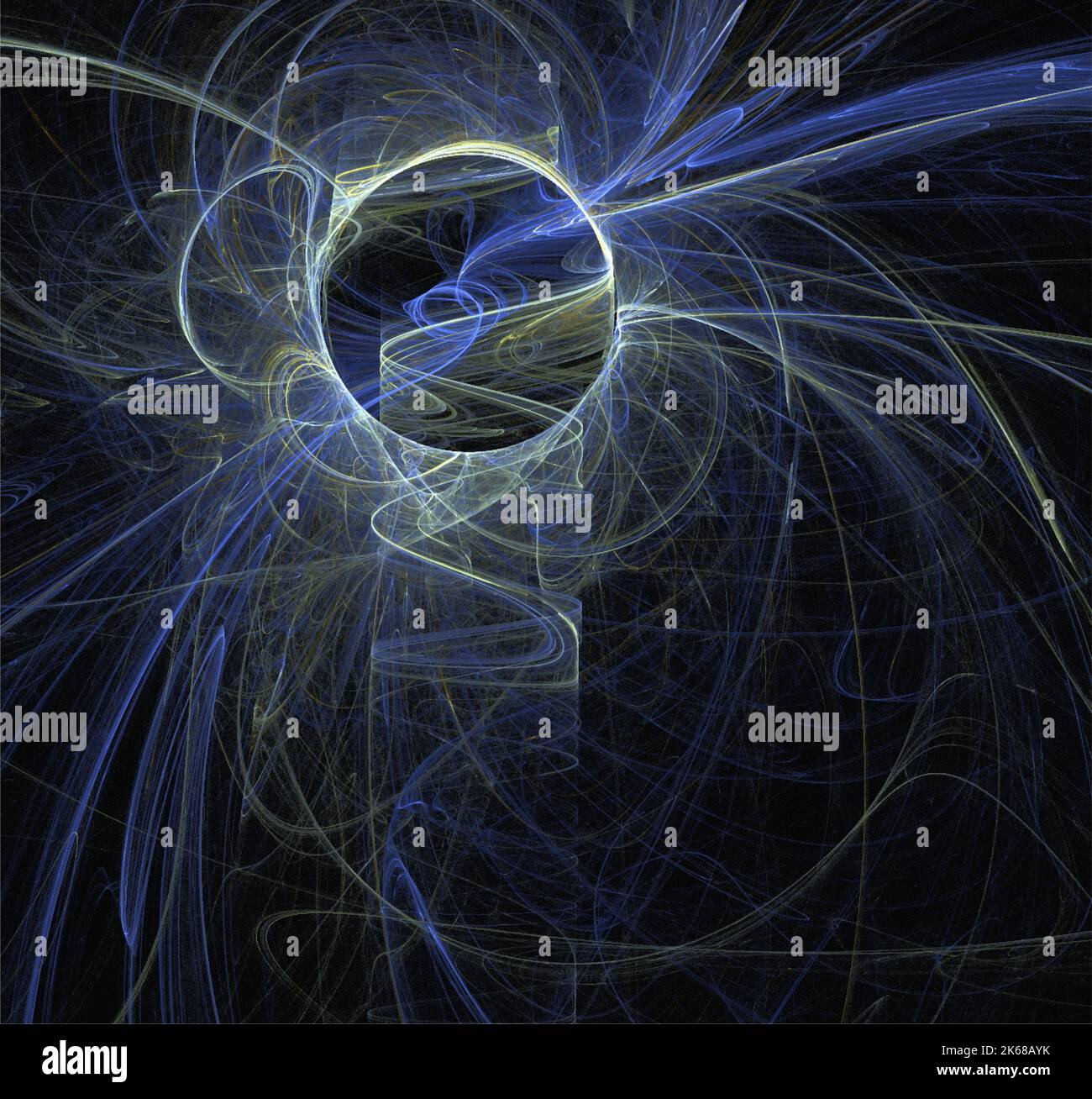 space fantasy illustration of blue planetary system on dark space ...