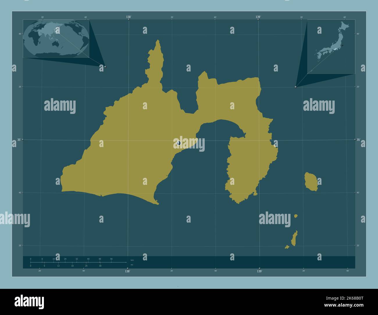 Shizuoka, prefecture of Japan. Solid color shape. Corner auxiliary ...