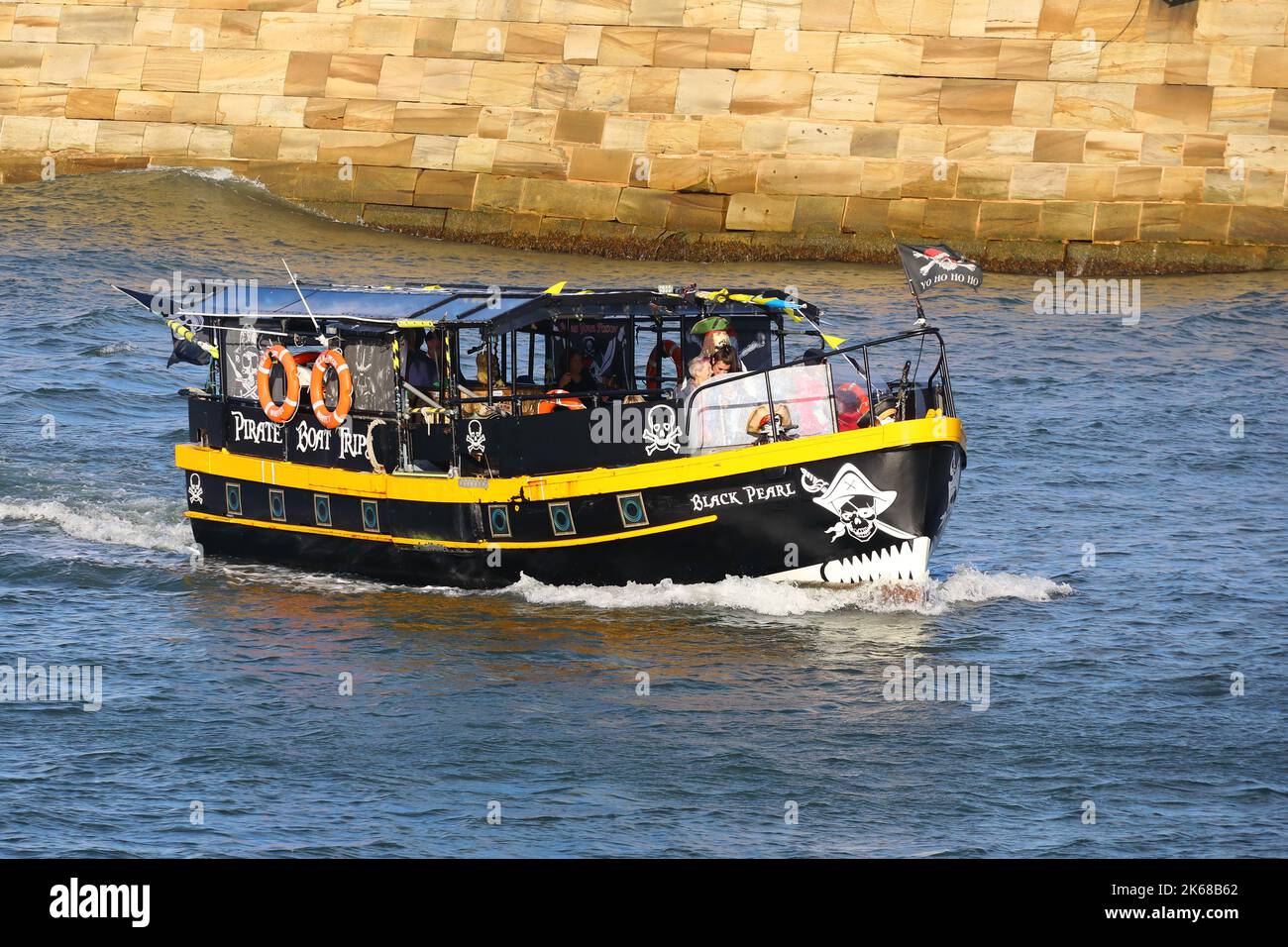 a modern day tourist boat trying to look like a pirate ship Stock Photo ...