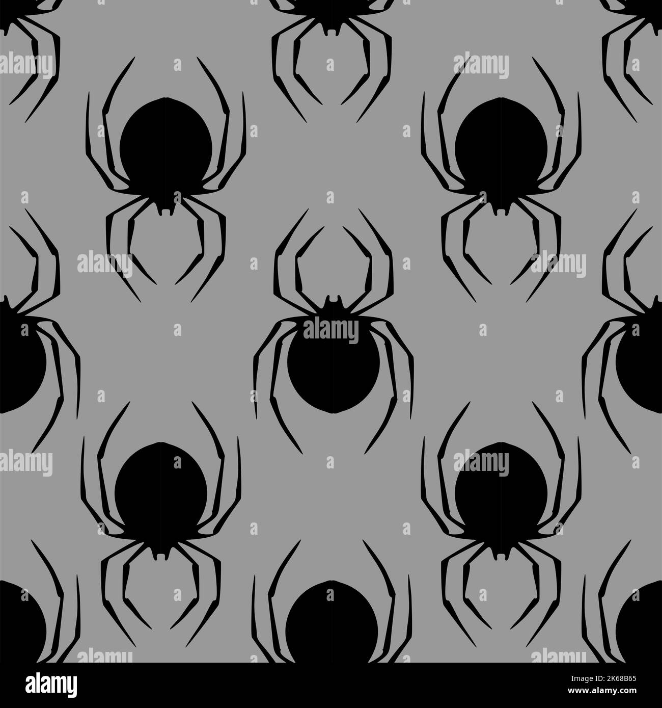 seamless contour pattern of graphic silhouettes of black spiders on a ...