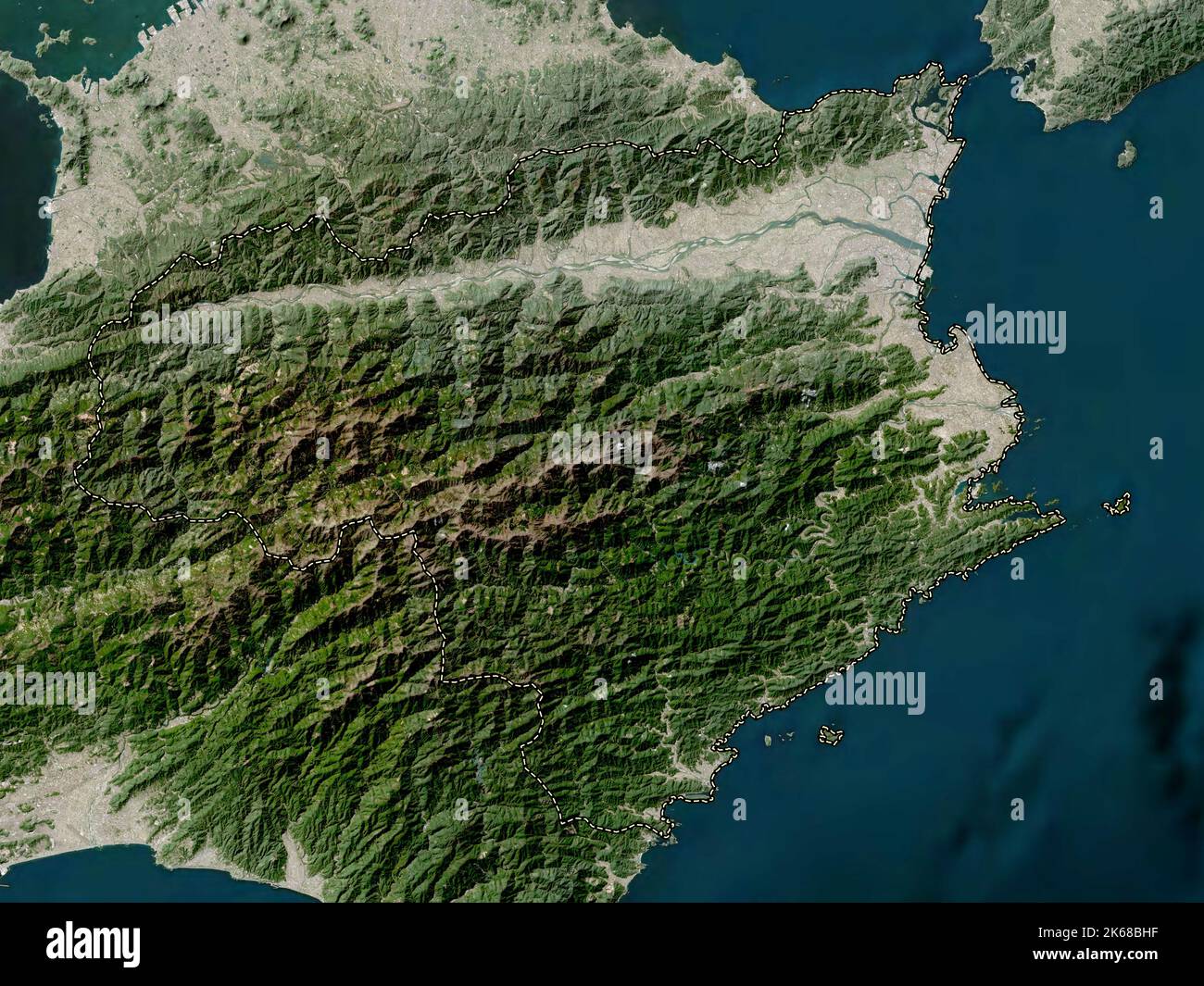 Tokushima, prefecture of Japan. Low resolution satellite map Stock ...