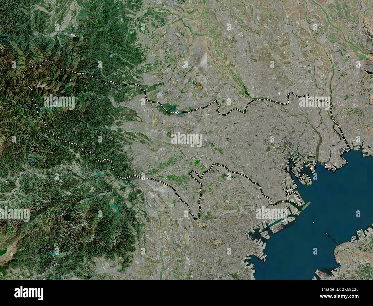 Tokyo, metropolis of Japan. High resolution satellite map Stock Photo ...