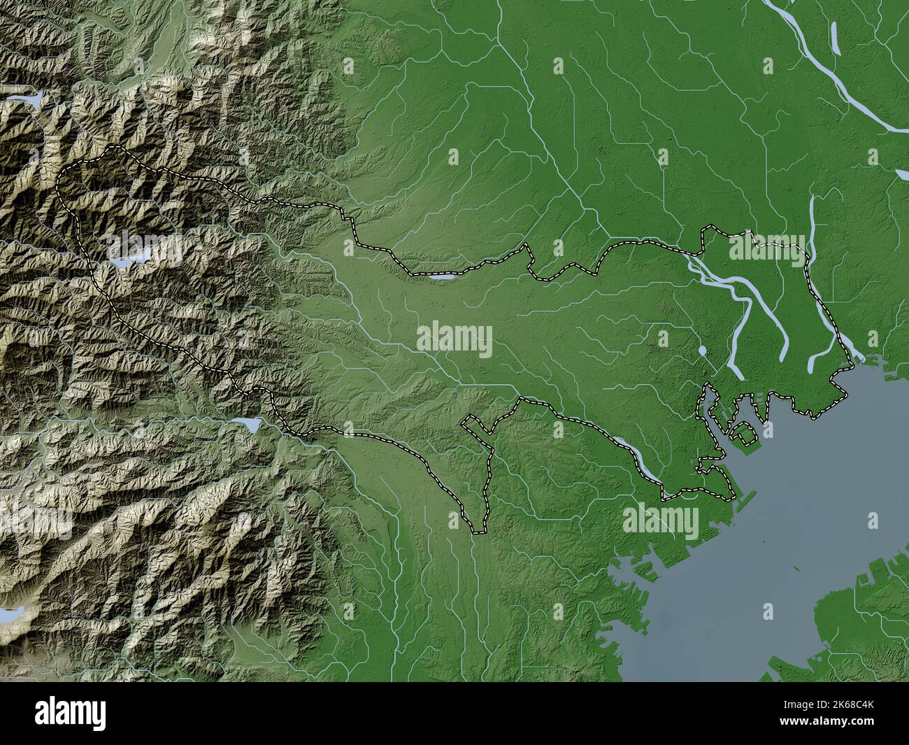 Tokyo, metropolis of Japan. Elevation map colored in wiki style with ...