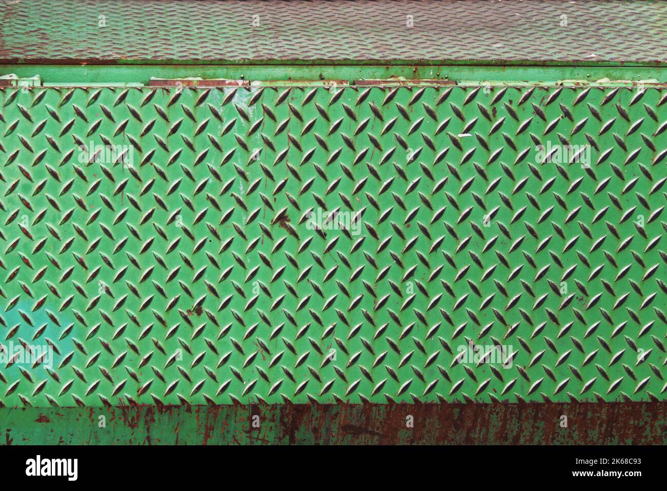 a green loading dock diamond plate steel platform step lid iron ridged ...