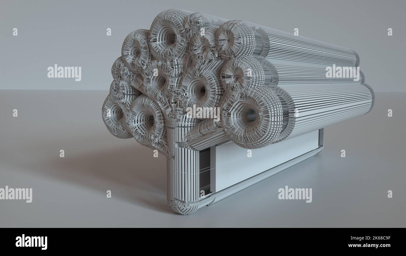 3D Illustration of a building based on the diagram of a tree. View the ...
