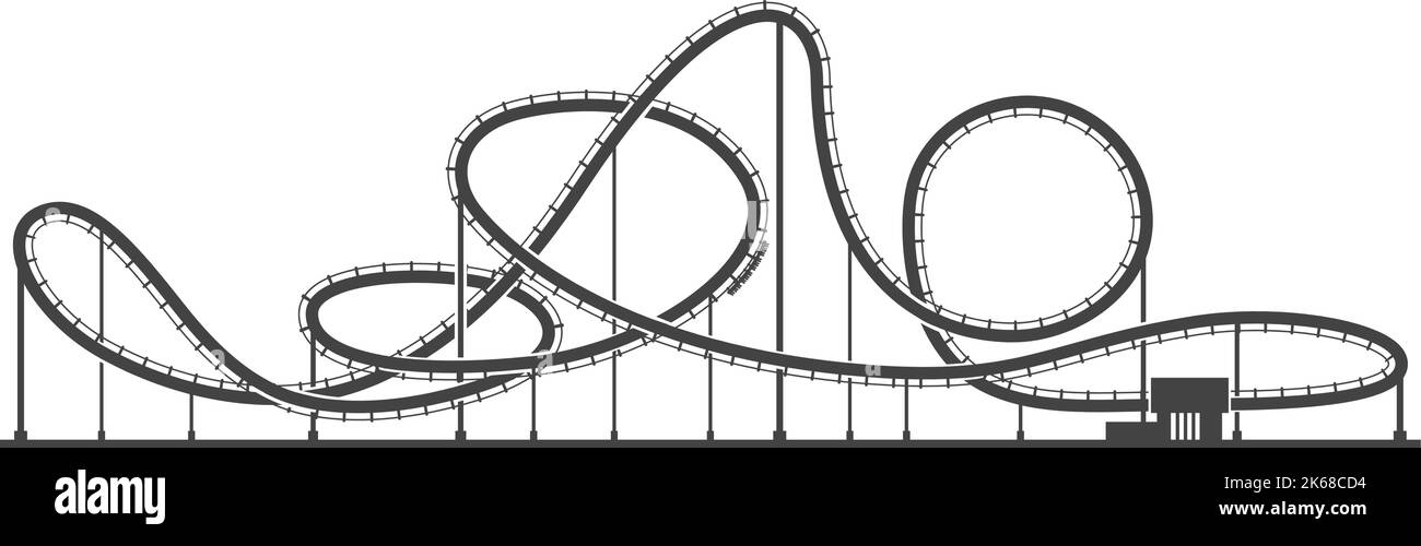 Amusement park ride black silhouette. Carnival rollercoaster Stock ...