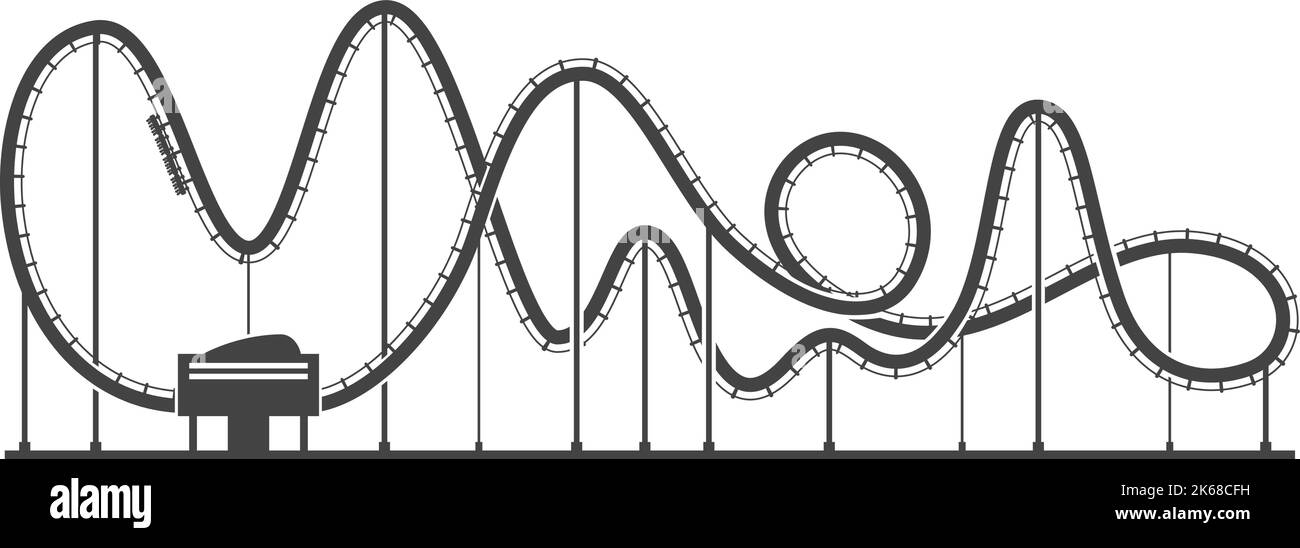 Roller coaster black silhouette. Carnival railway ride Stock Vector ...