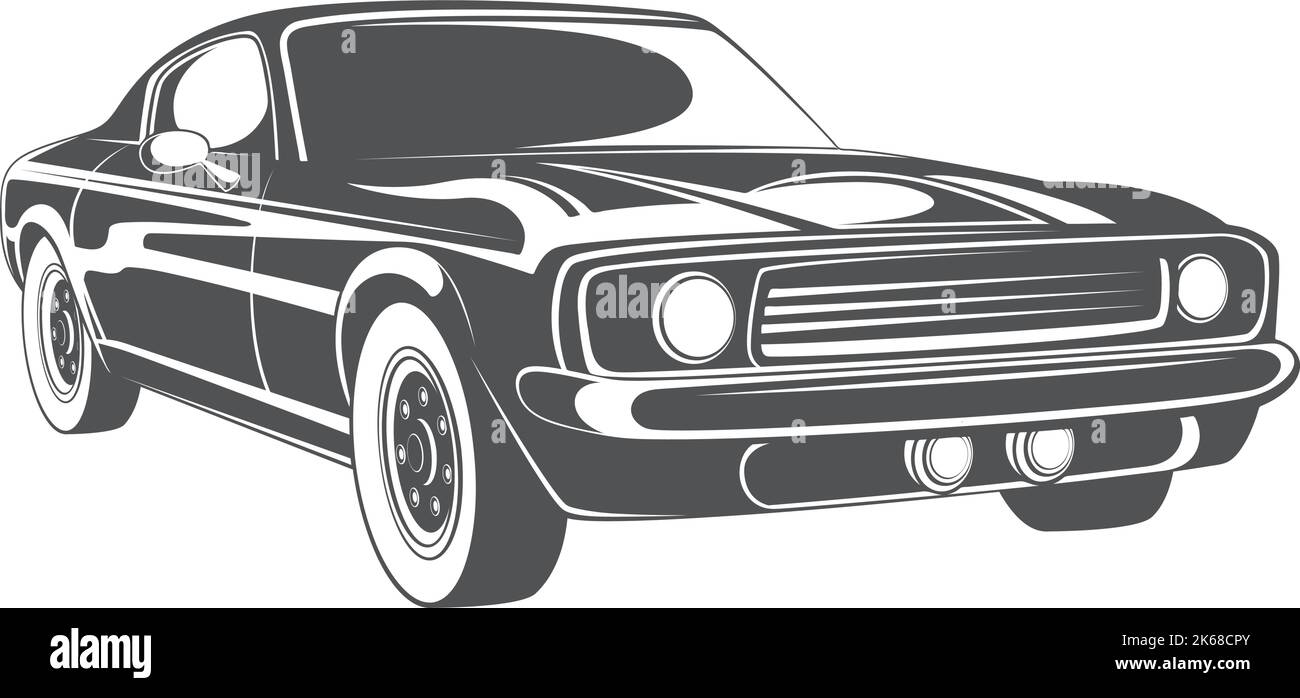 Muscle car icon. Black vintage auto vehicle Stock Vector Image & Art ...