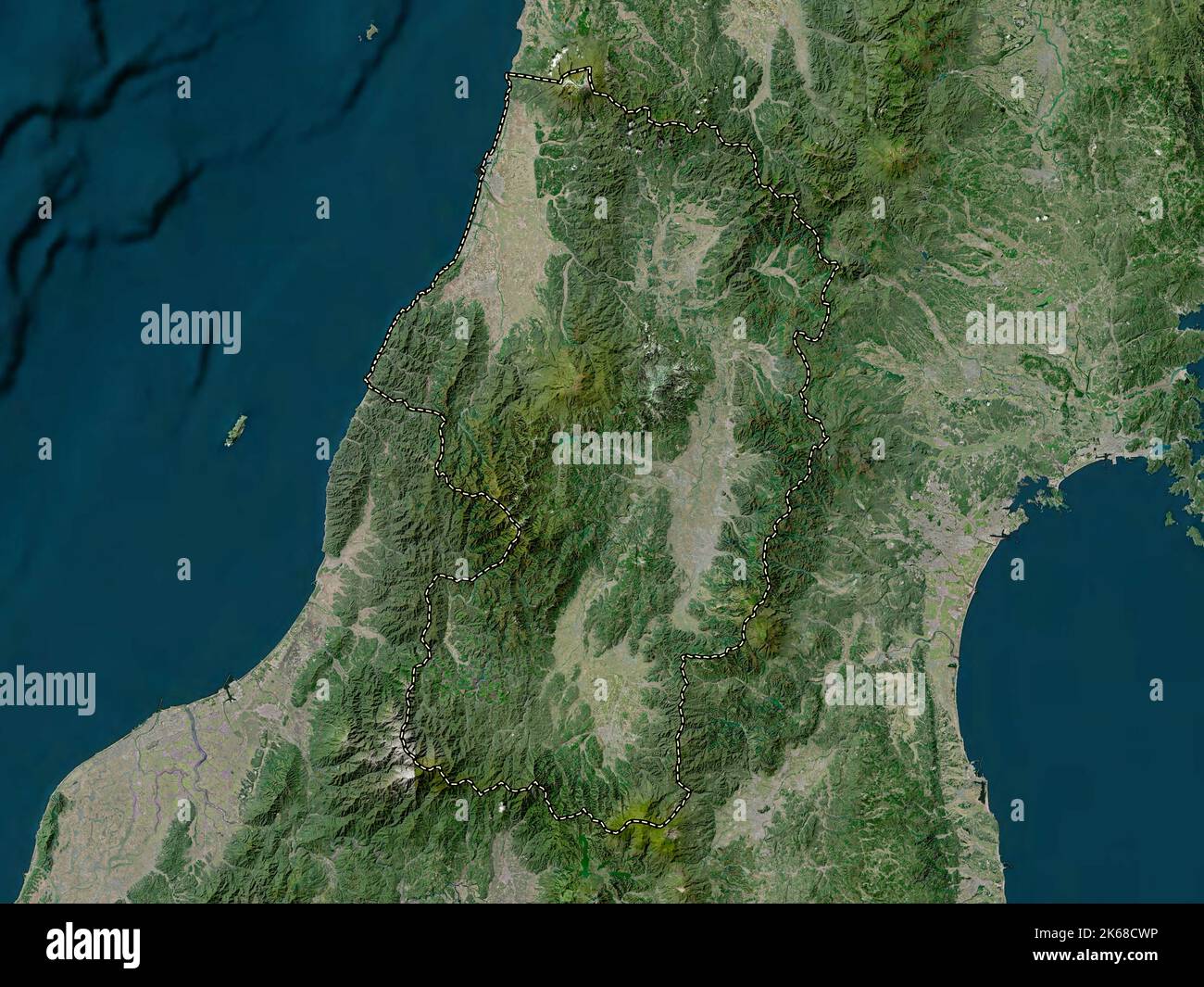 Yamagata, prefecture of Japan. High resolution satellite map Stock ...
