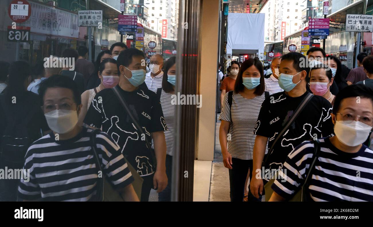 People walking along at Nathan Road, Mong Kok.03OCT22 SCMP /K. Y. Cheng ...